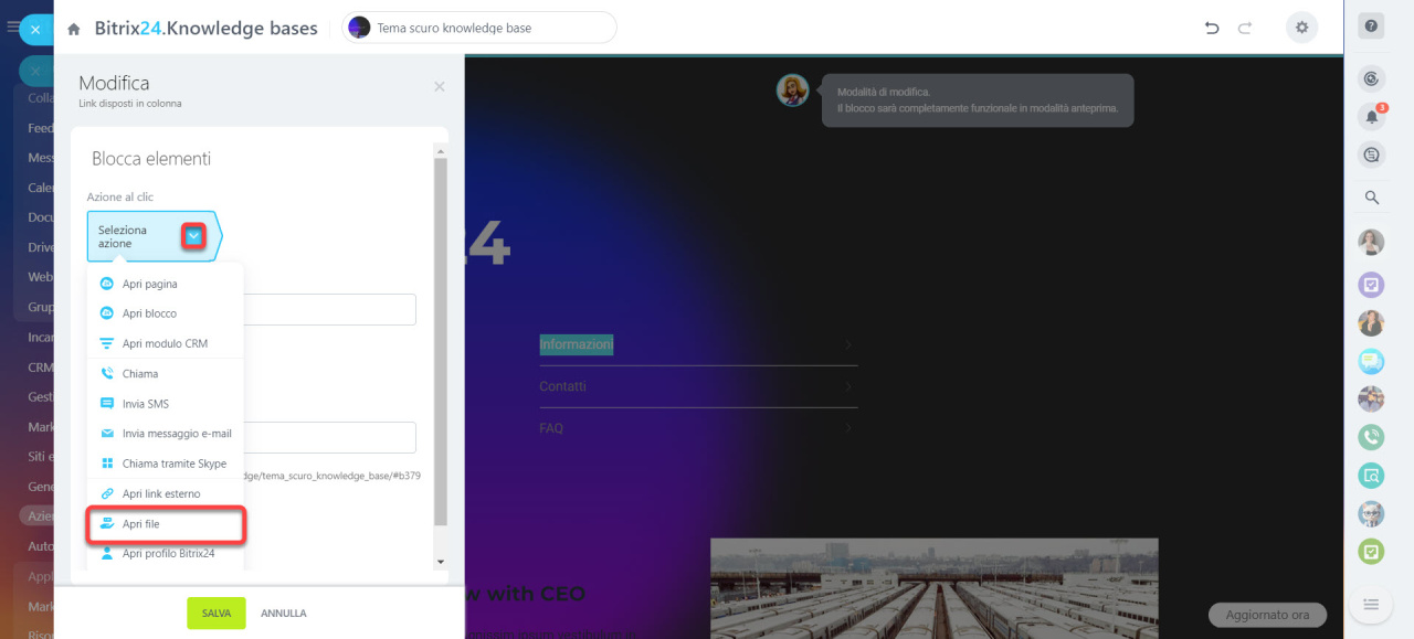 Aggiungi un file di Bitrix24 Drive alla knowledge base